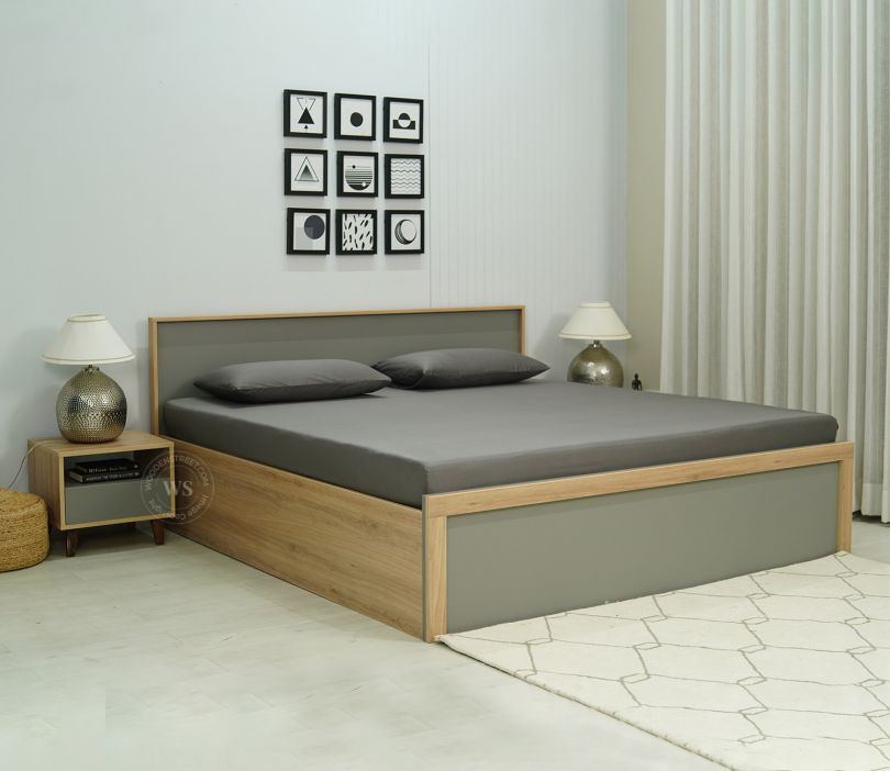 Buy Vespera Engineered Wood Bed With Box Storage King Size Gothic Grey Finish at 4 OFF Online Wooden Street