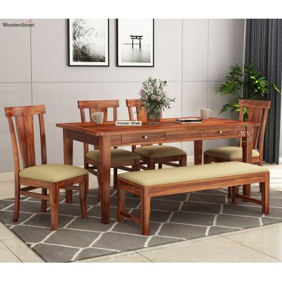 Wooden street dining table 6 seater store