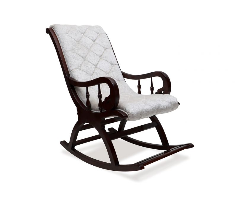 Buy Touffy Fabric Upholstered Rocking Chair Brown Silver At 44 Off