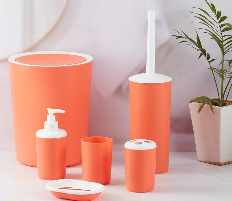 Buy Orange Acrylic Modern Bathroom Accessories Set Of 6 At 24 Off