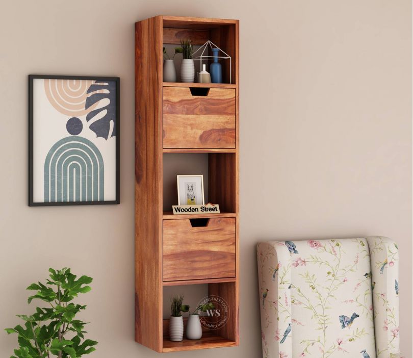 Buy Adder Wall Shelf Honey Finish at 24 OFF Online Wooden Street