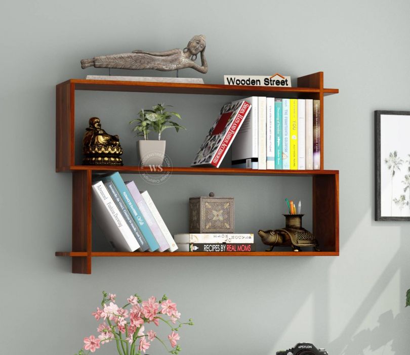 Buy Sculpa Wall Shelf Honey Finish at 20 OFF Online Wooden Street